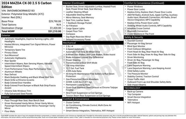 Used 2024 MAZDA CX-30 2.5 S Carbon Edition in Raleigh NC