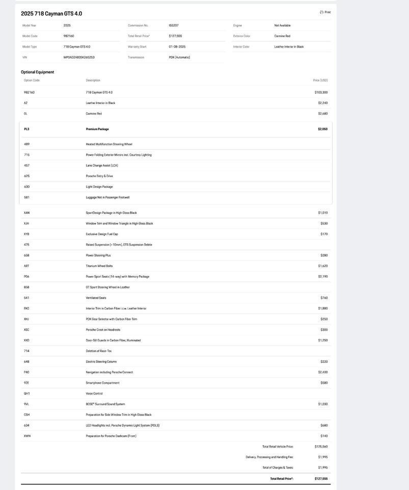 Used 2025 Porsche 718 Cayman GTS 4.0 in Pompano Beach FL